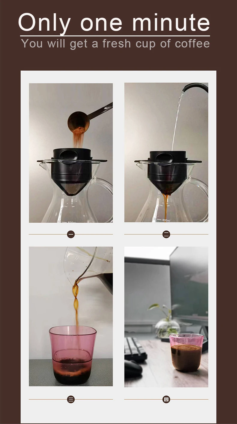 Portable Reusable Paperless Mini Coffee Filter Portable Coffee Dripper ...