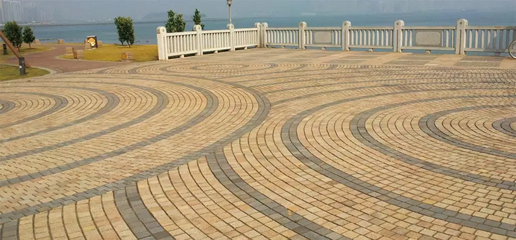 Black Basalt Paver Stone Fan Shape - Durable Meshed Pavement