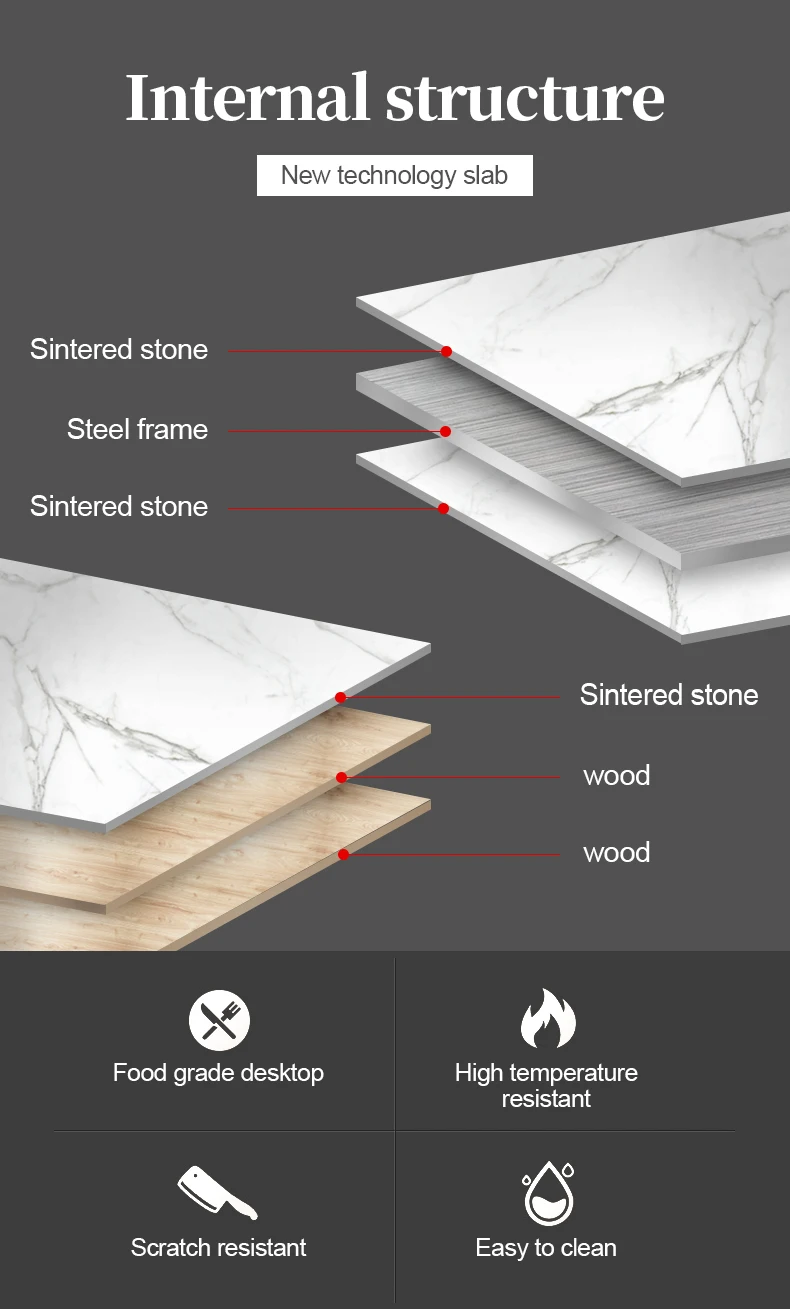 Luxury Modern Sintered Stone Slabs Countertops Kitchen Island Floating ...