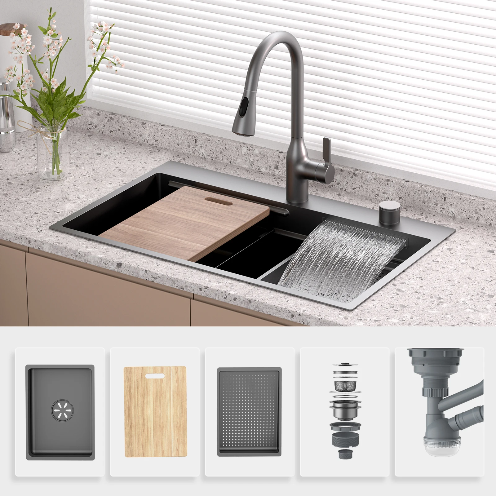 JOMOO Single Bowl Kitchen Sink - Nano-Coated & Anti-microbial