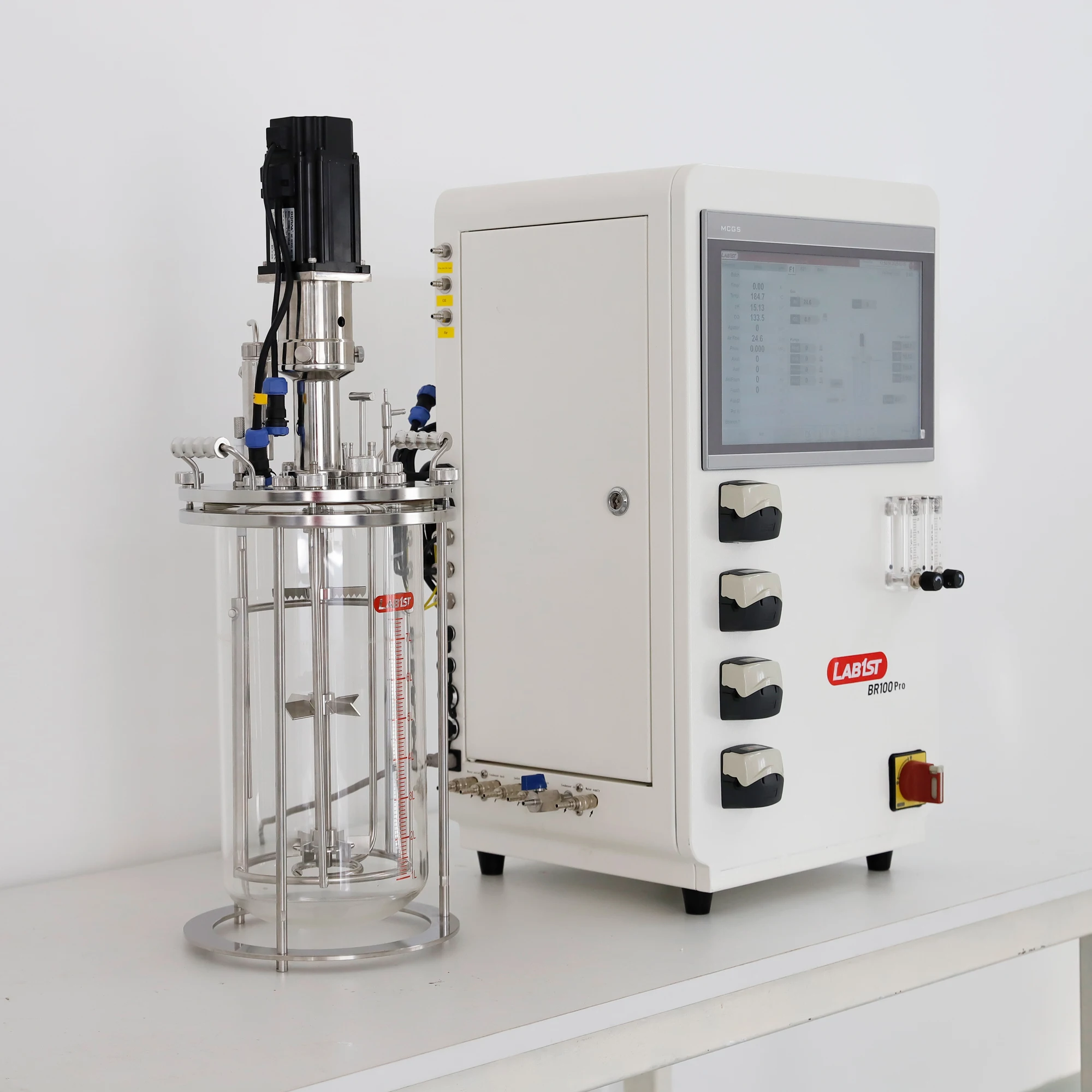 LAB1ST Glass Bioreactor Microbial Fermentation Bioreactor 1L 2L 3L 5L ...