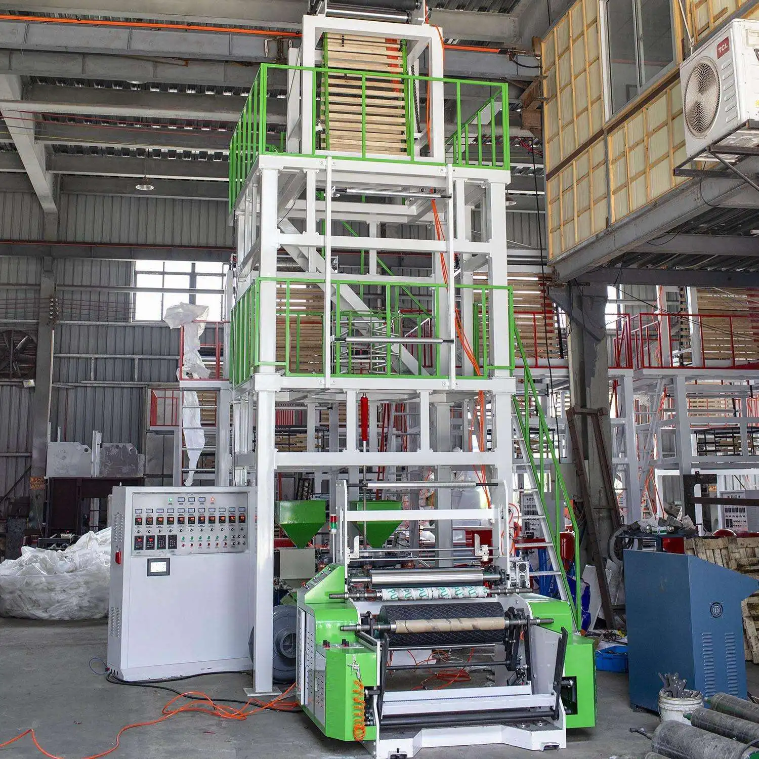 Full Automatic Die Head ABA Three Layer PE Plastic Film Blowing Machine ...