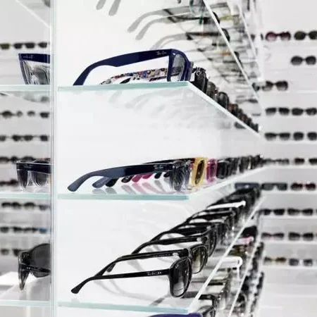 Acrylic Wall Mounted Glasses Display Rack - LED Sunglasses Shelf