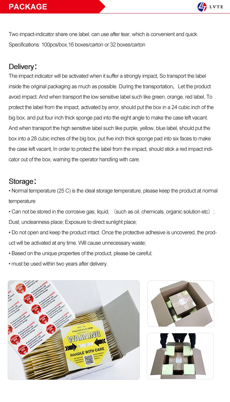 Impact Detection Label Orange Shockwatches Label Impact Indicators G ...