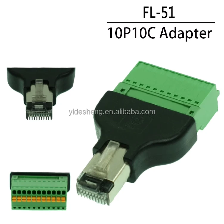 RJ50 to 10P10C Adapter for CCTV DVR - Dual-Core Screw Terminals