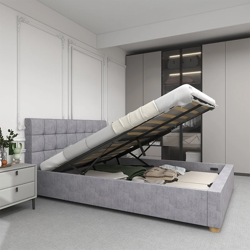 Kainice Twin Storage Up-holstered Beds Single Double Luxury Lit Complet ...