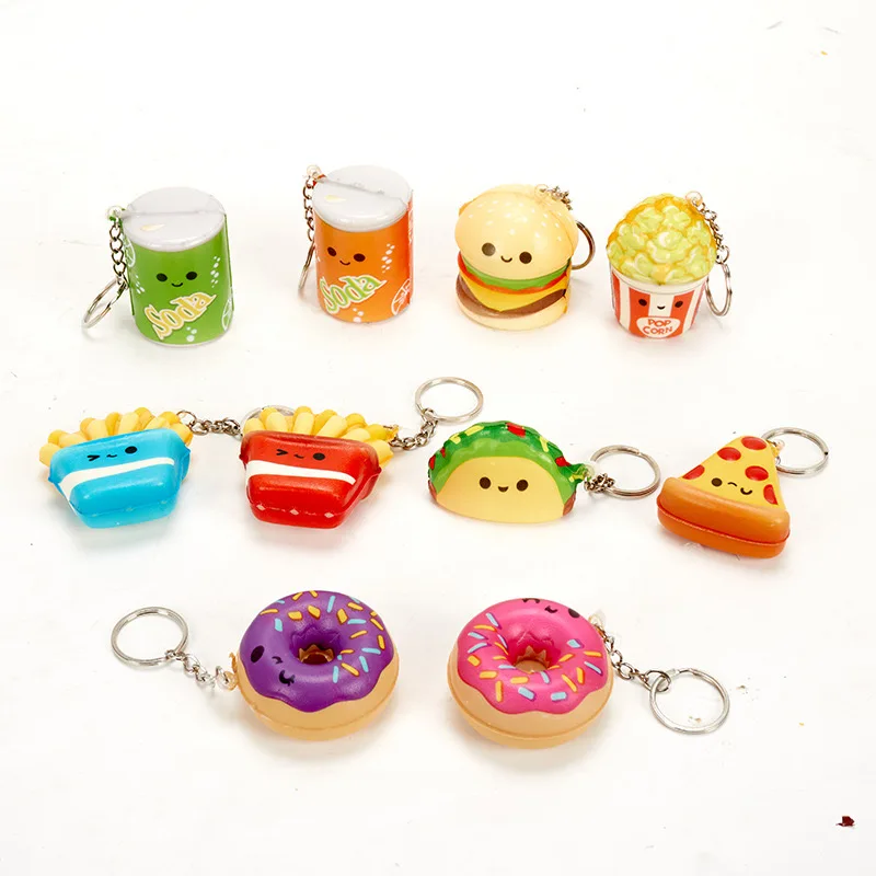 Small Soft Sensory Fidget Party Favors Mini Squishy Fast Food Keychains ...