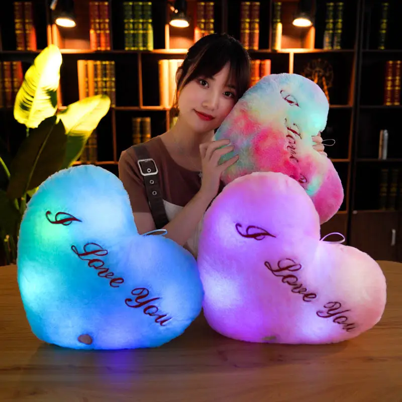 Valentines Day Gift I Love You Heart Shape Luminous Pillow Creative ...