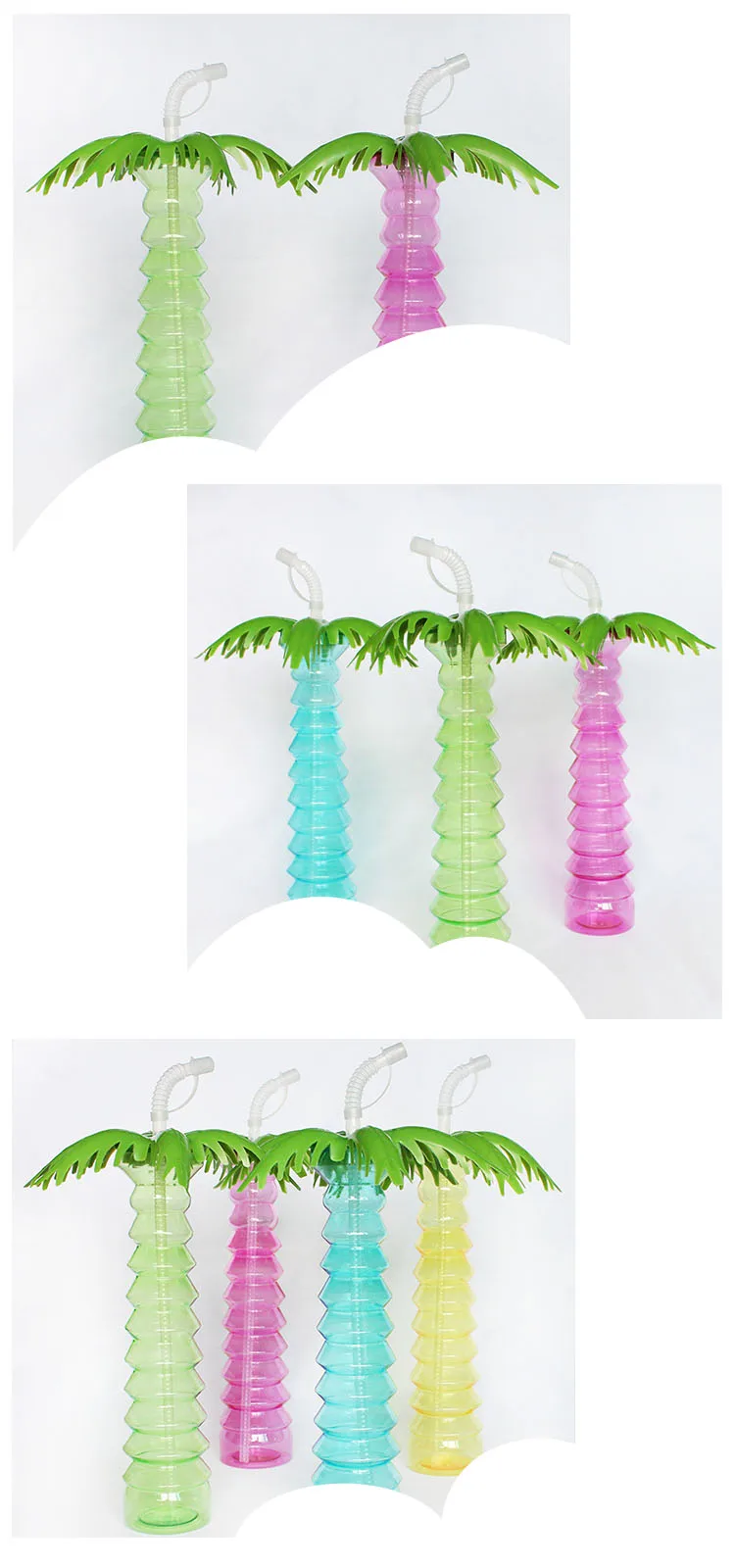 Palm Tree Cups Party Cold Drinks Kids Party Plastic Cup With Straw ...