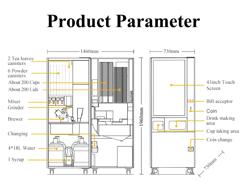 Automatically Tea Vending Coffee Machine Hot And Iced For Public Place ...