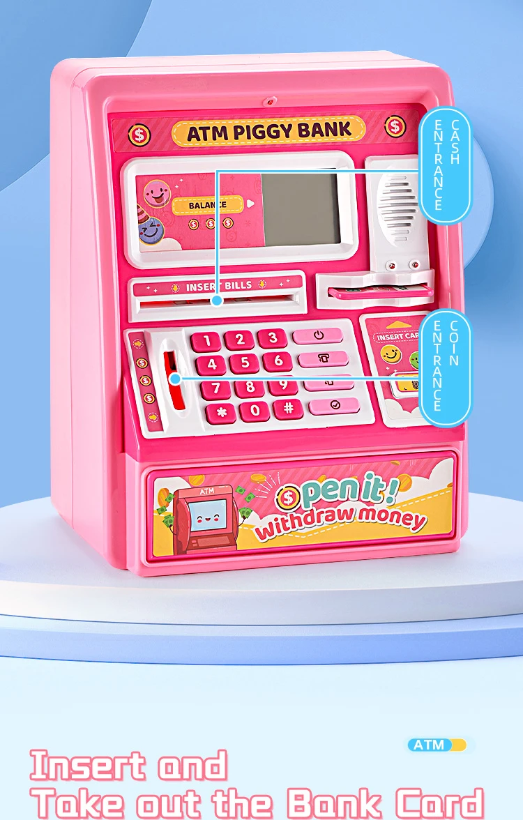 Bemay Toys Atm Machine Saving Piggy Bank With Digital Screen Electronic ...