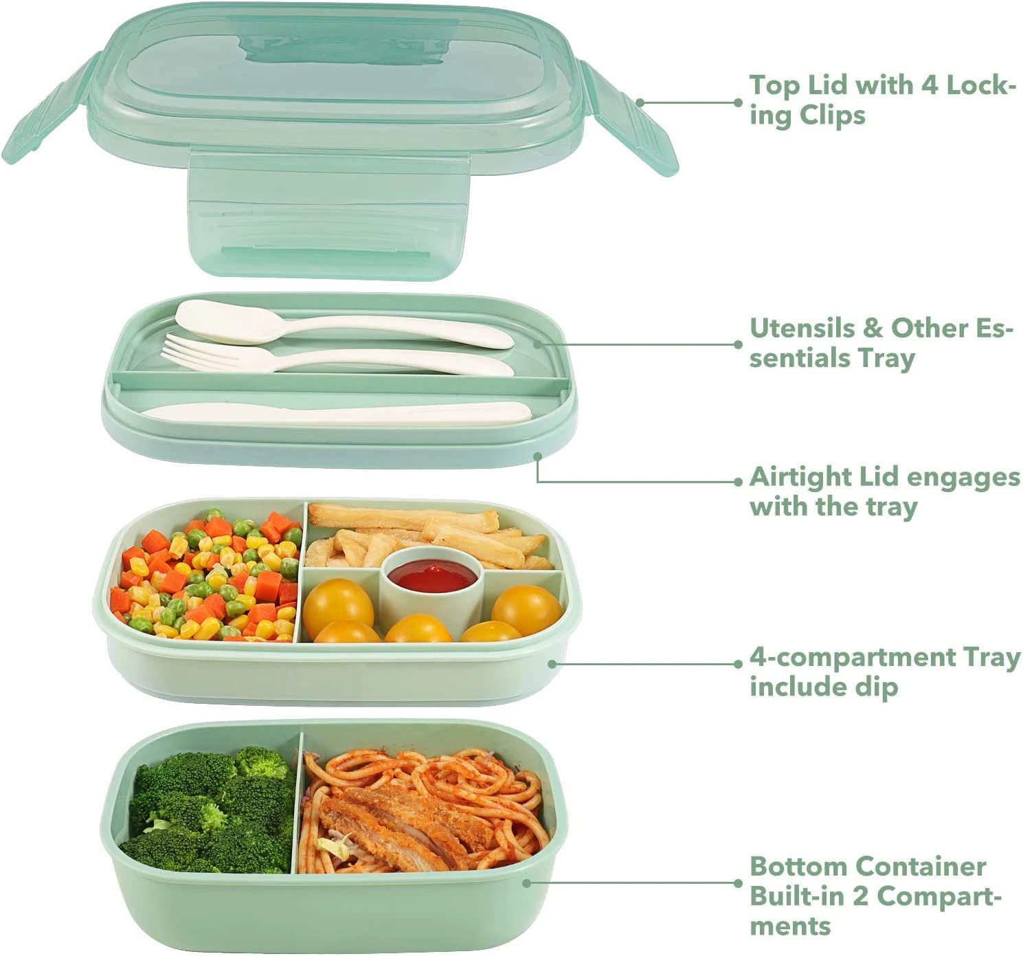 Promotional Pp Plastic Lunch Box Double Layer Salad Lunch Box Multi ...
