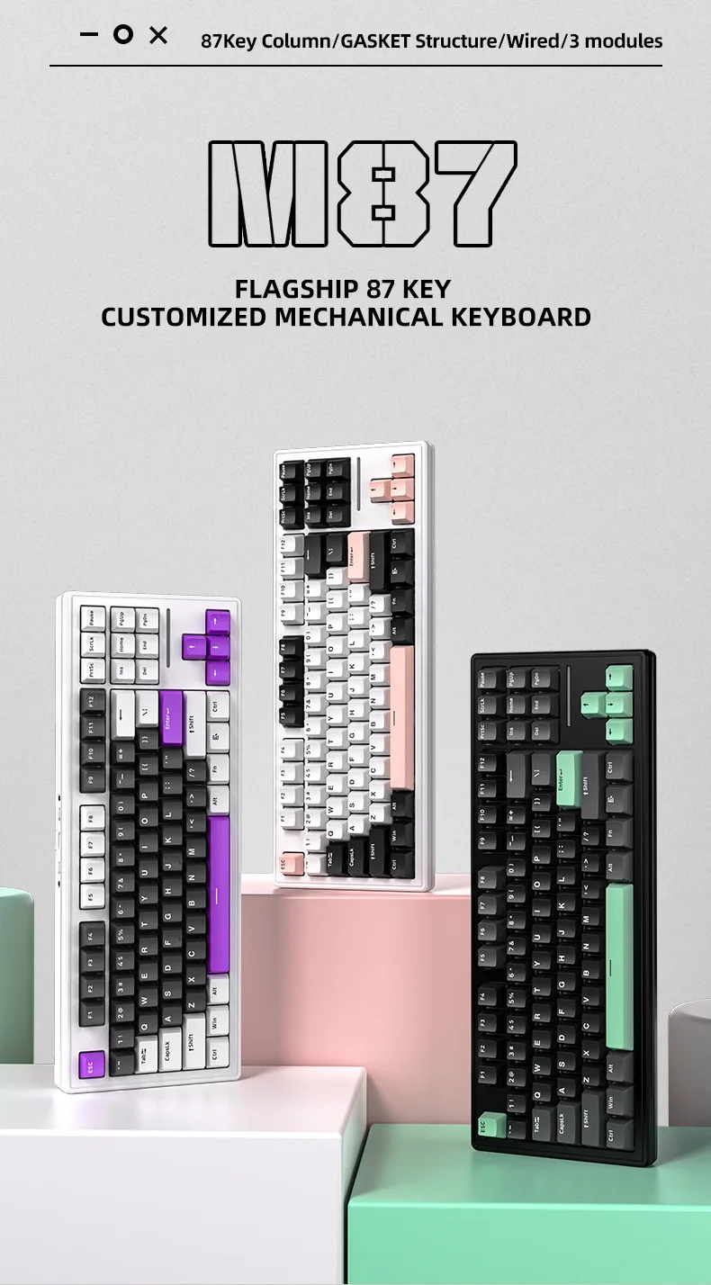 Attack Shark M87 Mechanical Keyboard - 3-Mode RGB Customizable
