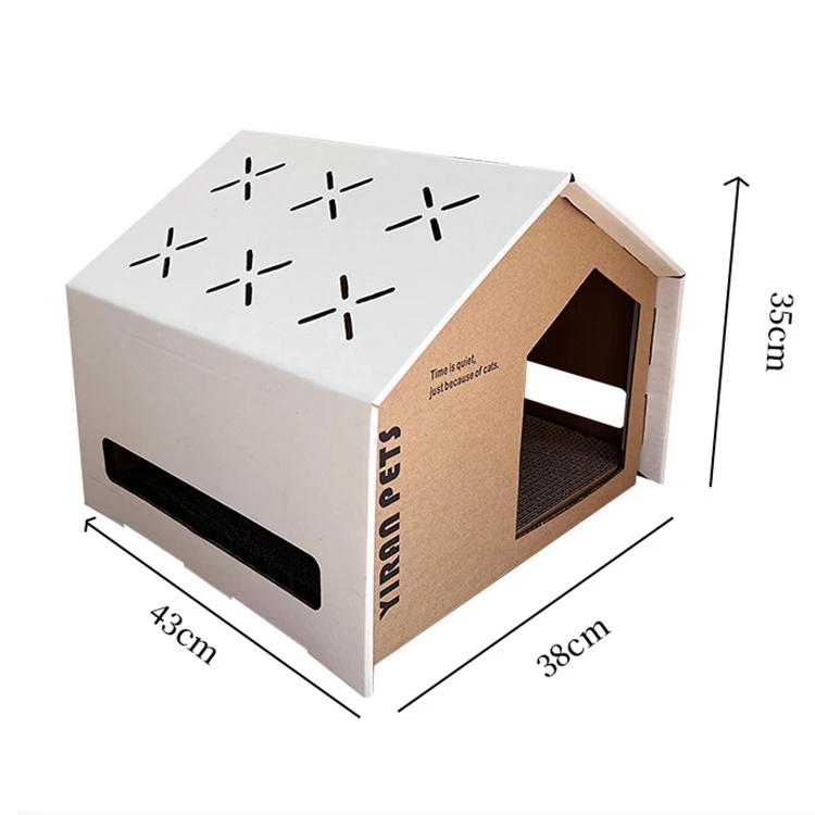 Cardboard Cat House With Slanted Roof Scratch Pads Cats Corrugated ...
