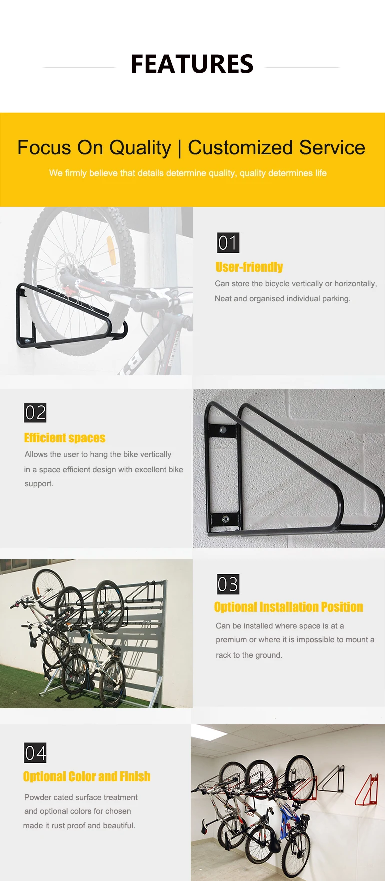 Space Saving Bikes Vertical Horizontal Bike Racks Stand Space-Saving ...