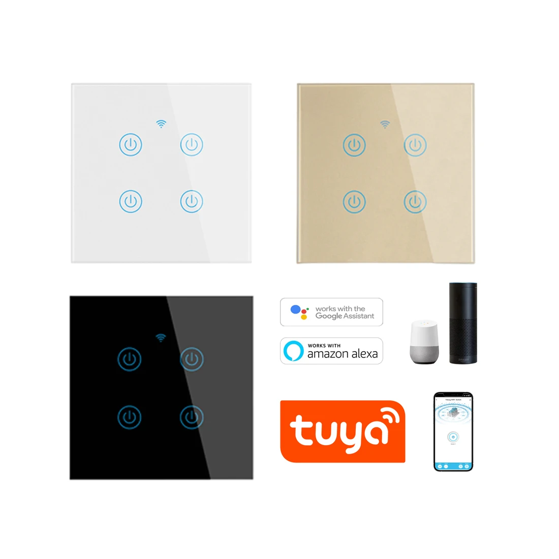 Tuya smart wifi switch with neutral gold smart wall light switch smart ...