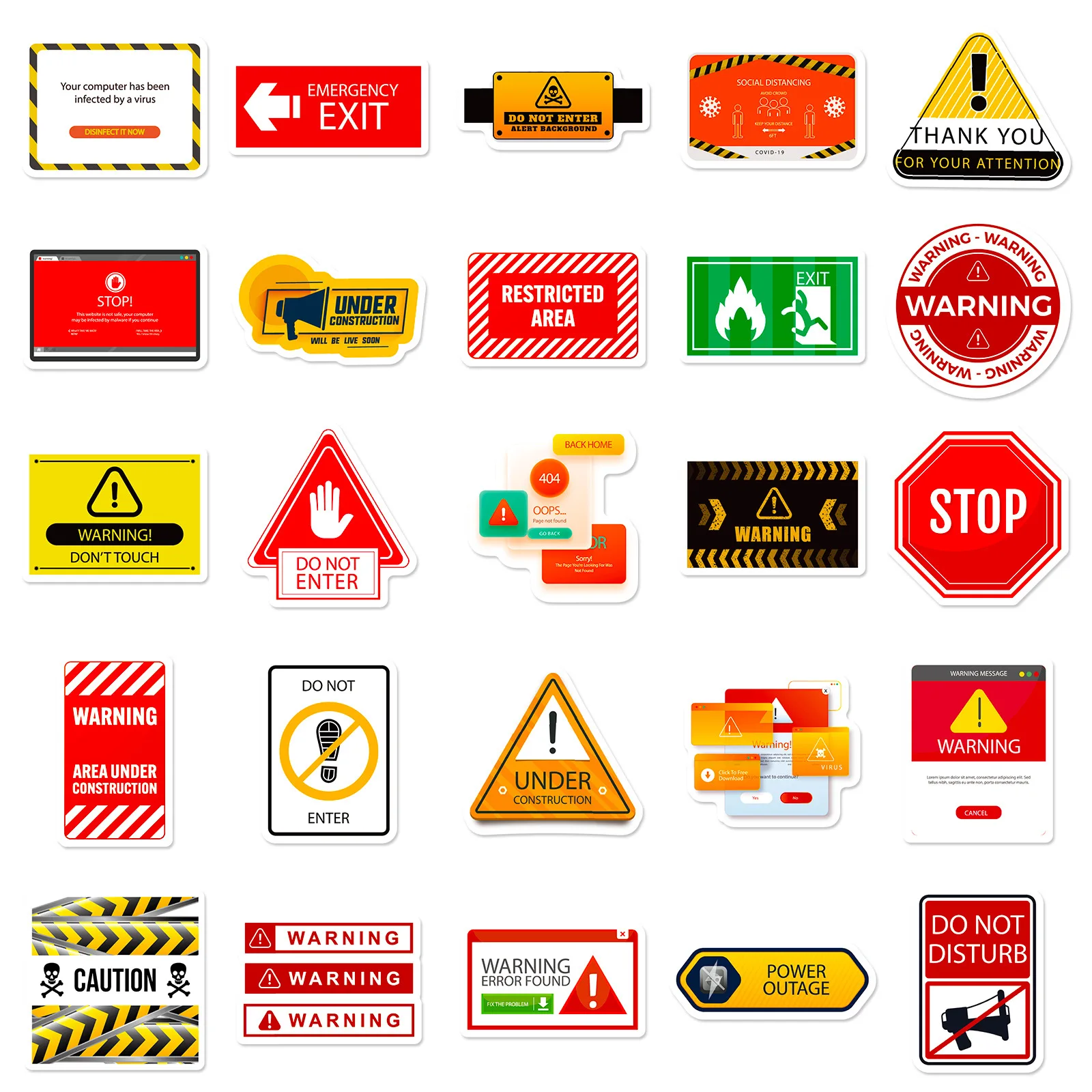 50pcs Cool Warning Logo Label Graffiti Stickers for Car