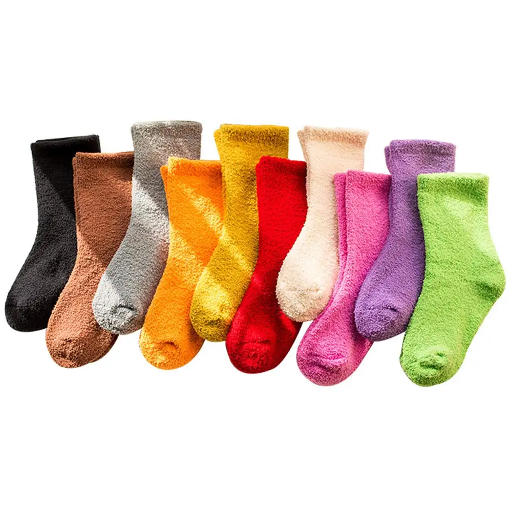 10 Pairs Girls Slipper Fuzzy Socks Kids Cozy Fluffy Socks Winter Soft ...