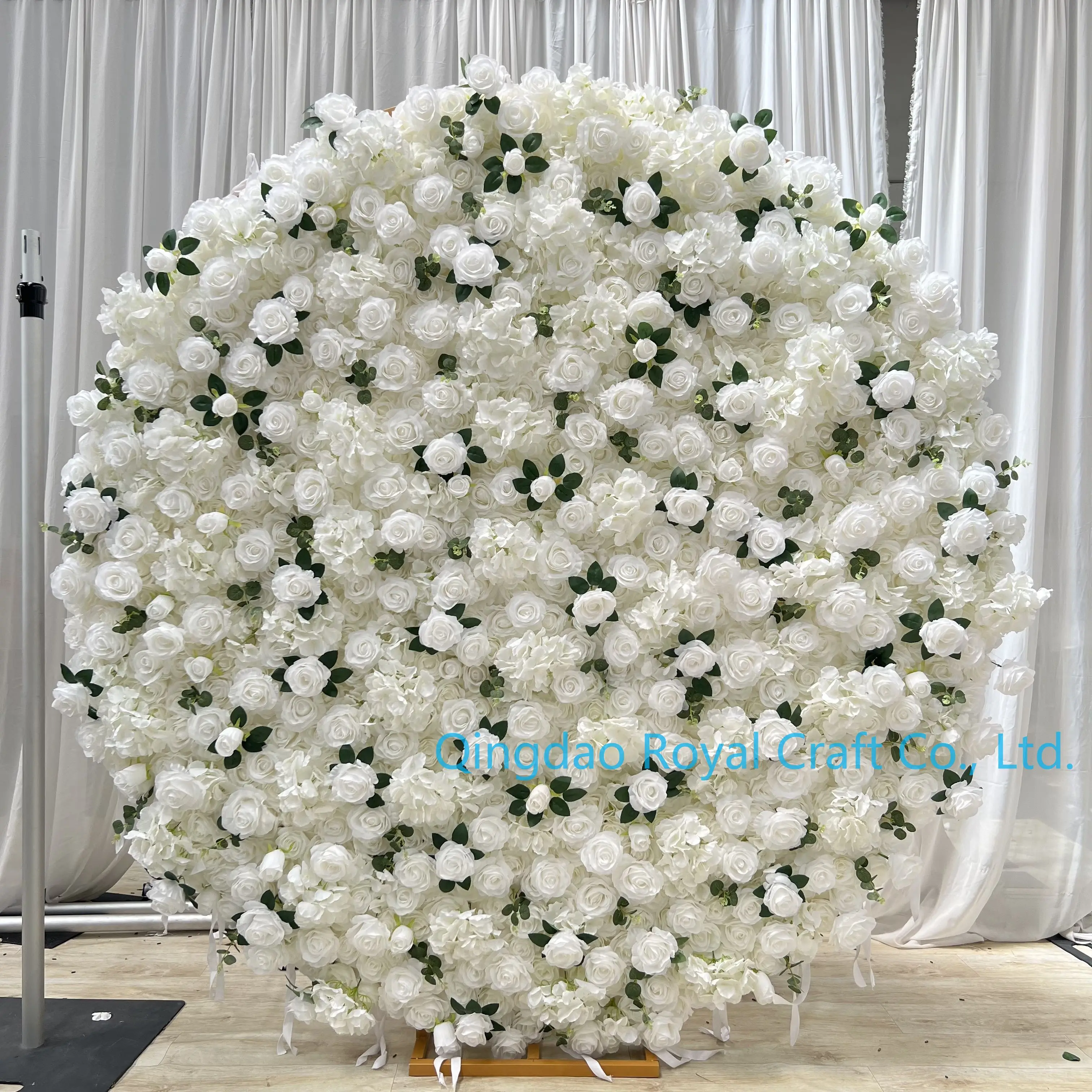 Wholesale 3d Roll up Flower Wall Backdrop Artificial Silk Rose Peony ...