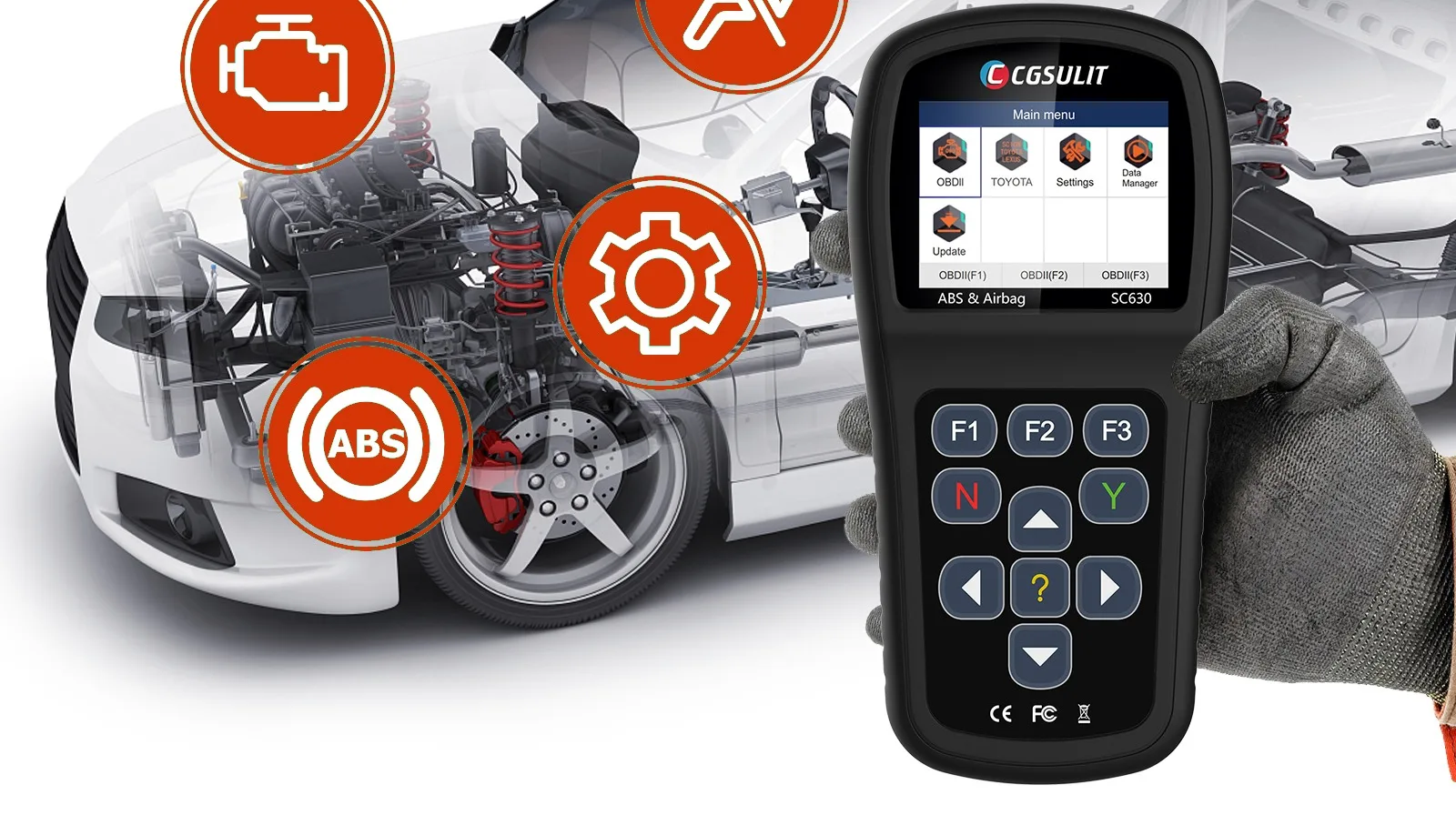 Cgsulit Sc630 Portable Diagnosing Machine Bi Directional Scan Tool Obd2 ...