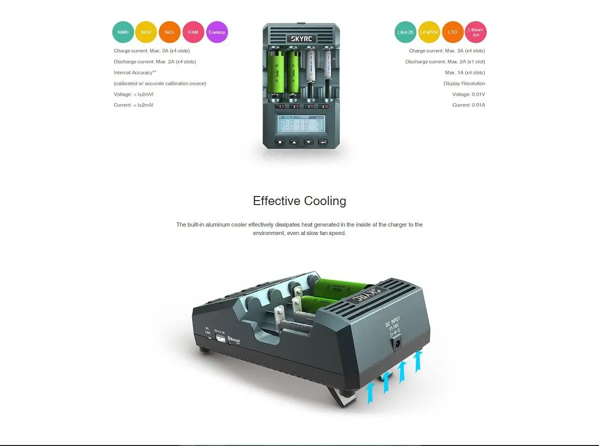 SKYRC MC3000 Battery Fast Charger BT Smart APP PC Control LED Screen ...