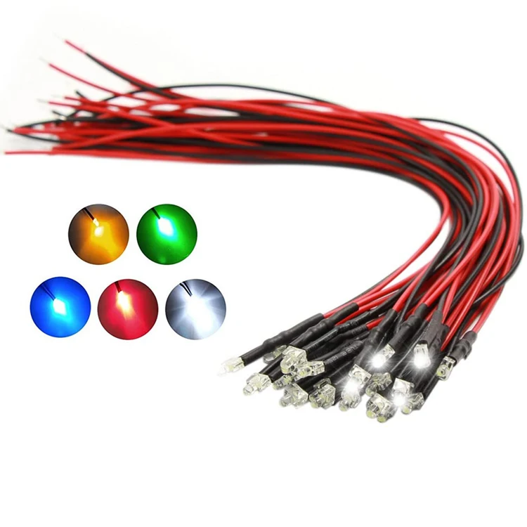 Pre-Wired LED diode water clear Diffused 5mm 8mm 10mm Light emitting ...