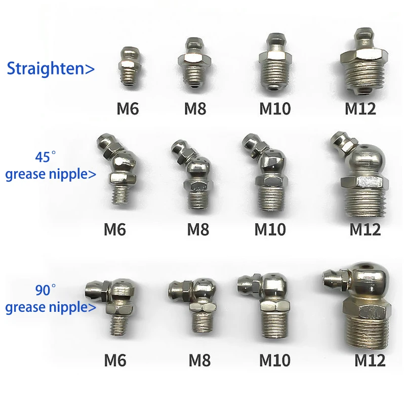 Nipple Grease Hydraulic Carbon Steel Lubricating Grease Nipples 4mm 6mm ...