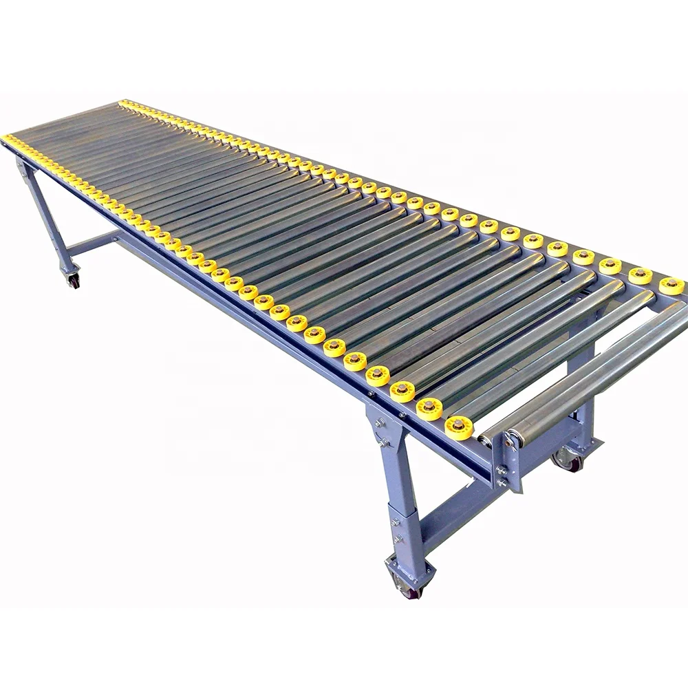Gravity Roller Conveyor with Wheel Guide and Four Castors Movable ...