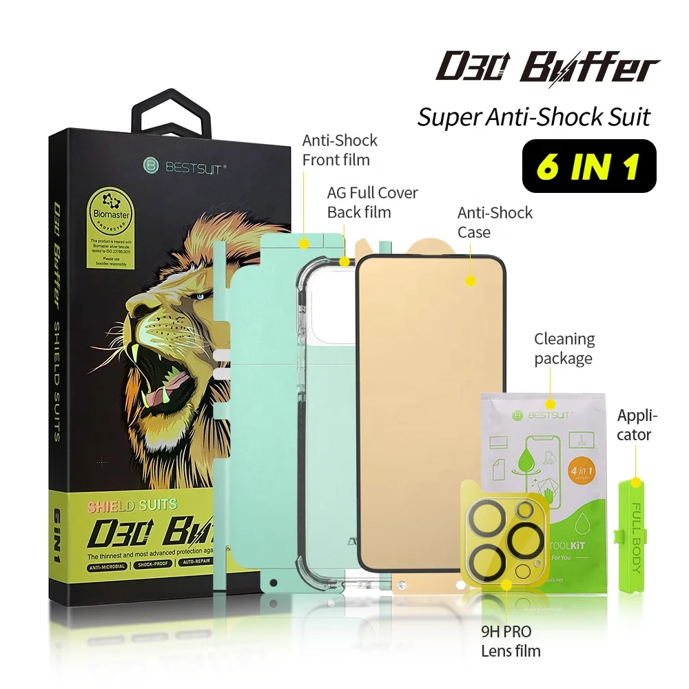 360 Full Body D30 Buffer Tempered Glass Screen Protector Phone Case ...
