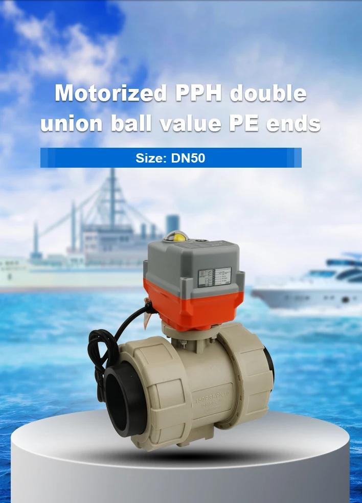 Motorized Pph Double Union Ball Valve Pe Ends - Buy Motorized Ball ...