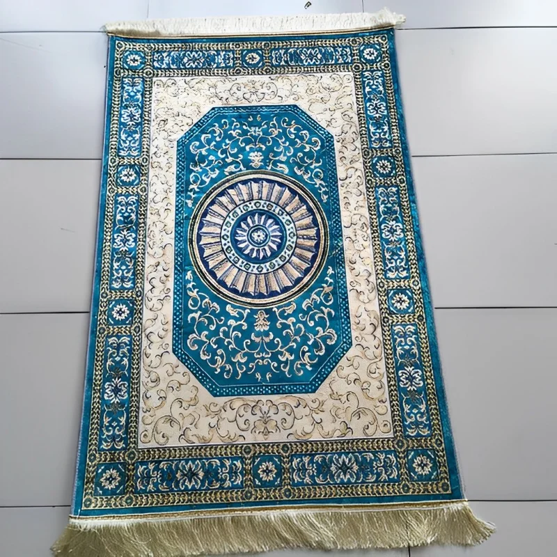 Persian Pattern Prayer Mat Golden Diamond Velvet Thickened Tassel Floor ...