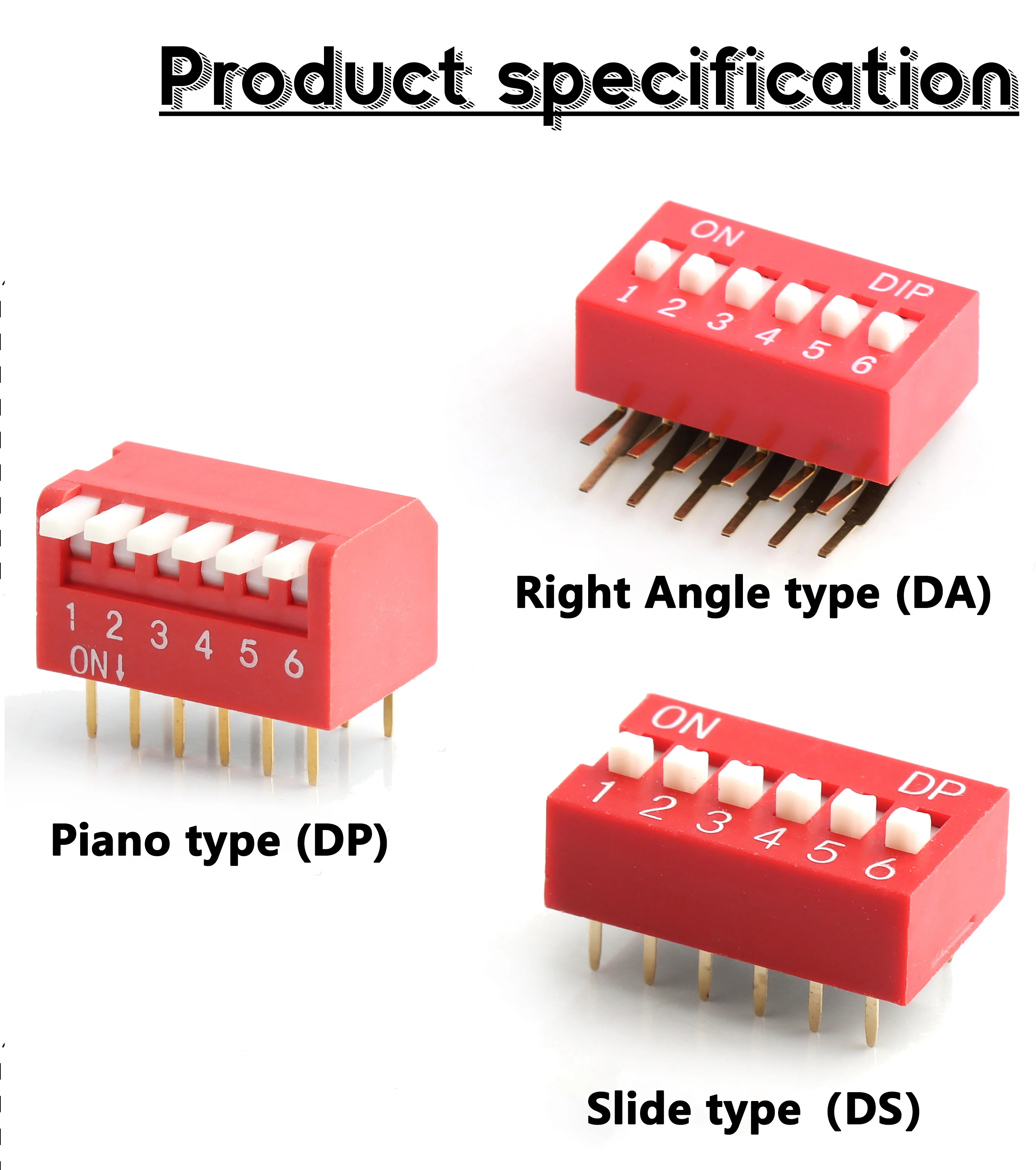 Horizontal Pcb Smt Smd 1.27 Mm Dip Switch 1/2/3/4/5/6/7/8/9/10/12 ...
