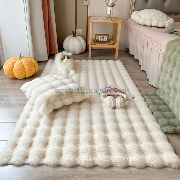 Luxury And Super Soft Faux Rabbit Fur Rug Carpets For Bedroom In ...