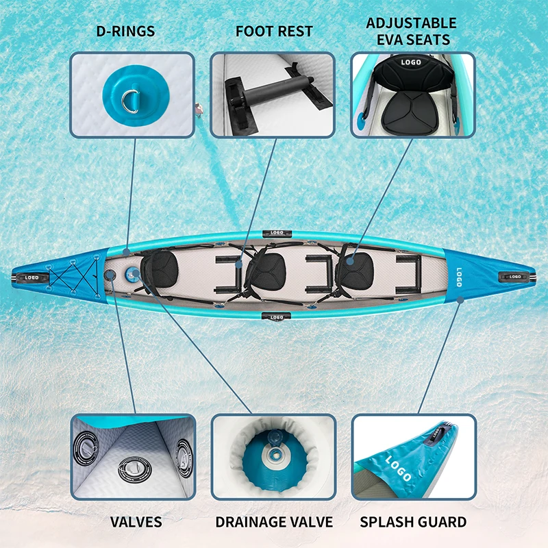 3 Person Drop Stitch Inflatable Kayak - Ideal for Rivers & Lakes