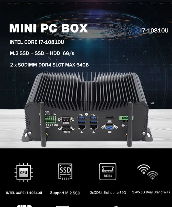 I7-10810u I5 I7 Barebone Mini Pc Shell Gaming Industrial Control ...