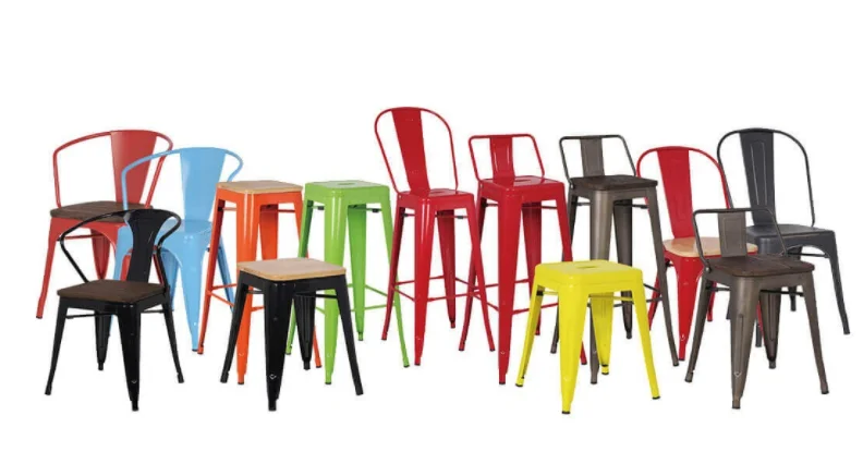 Stackable Industrial Antique Restaurant Black Metal Chairs Kitchen Iron ...