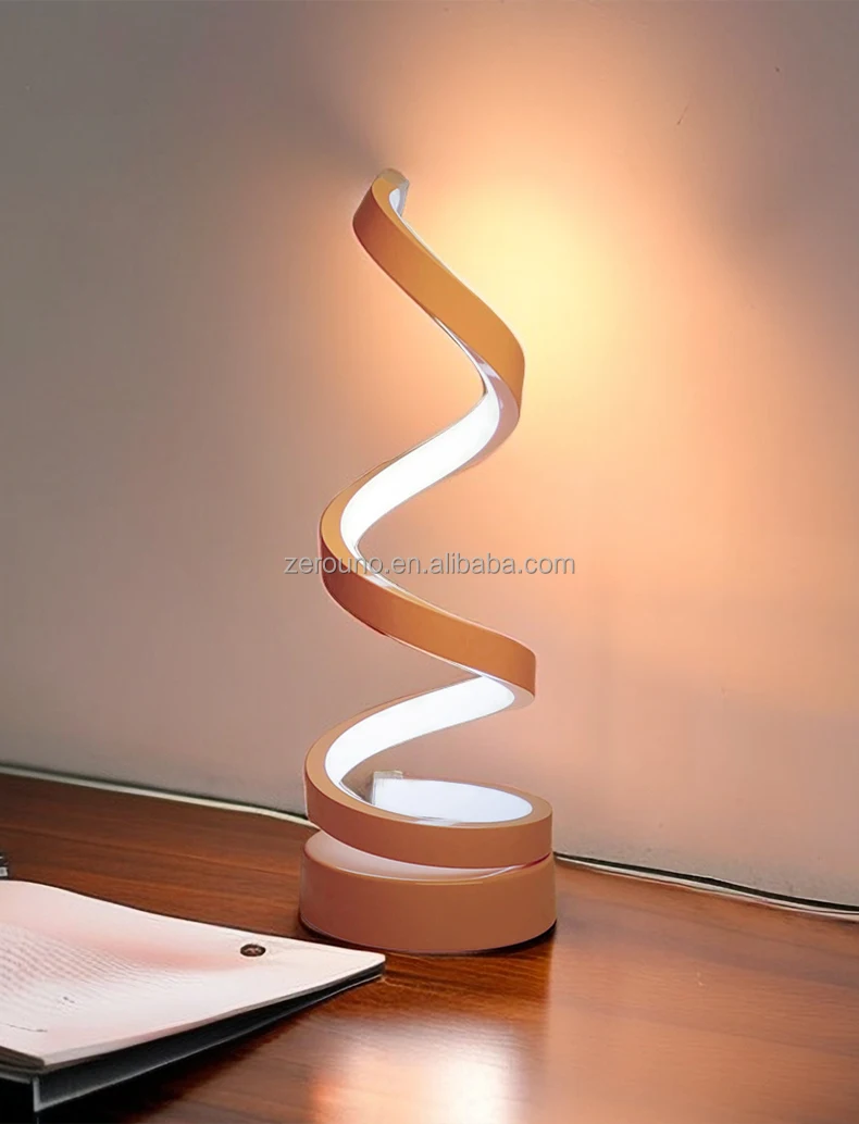 Modern Nordic Style Spiral Rgb Led Table Lamp Metallic Stepless ...