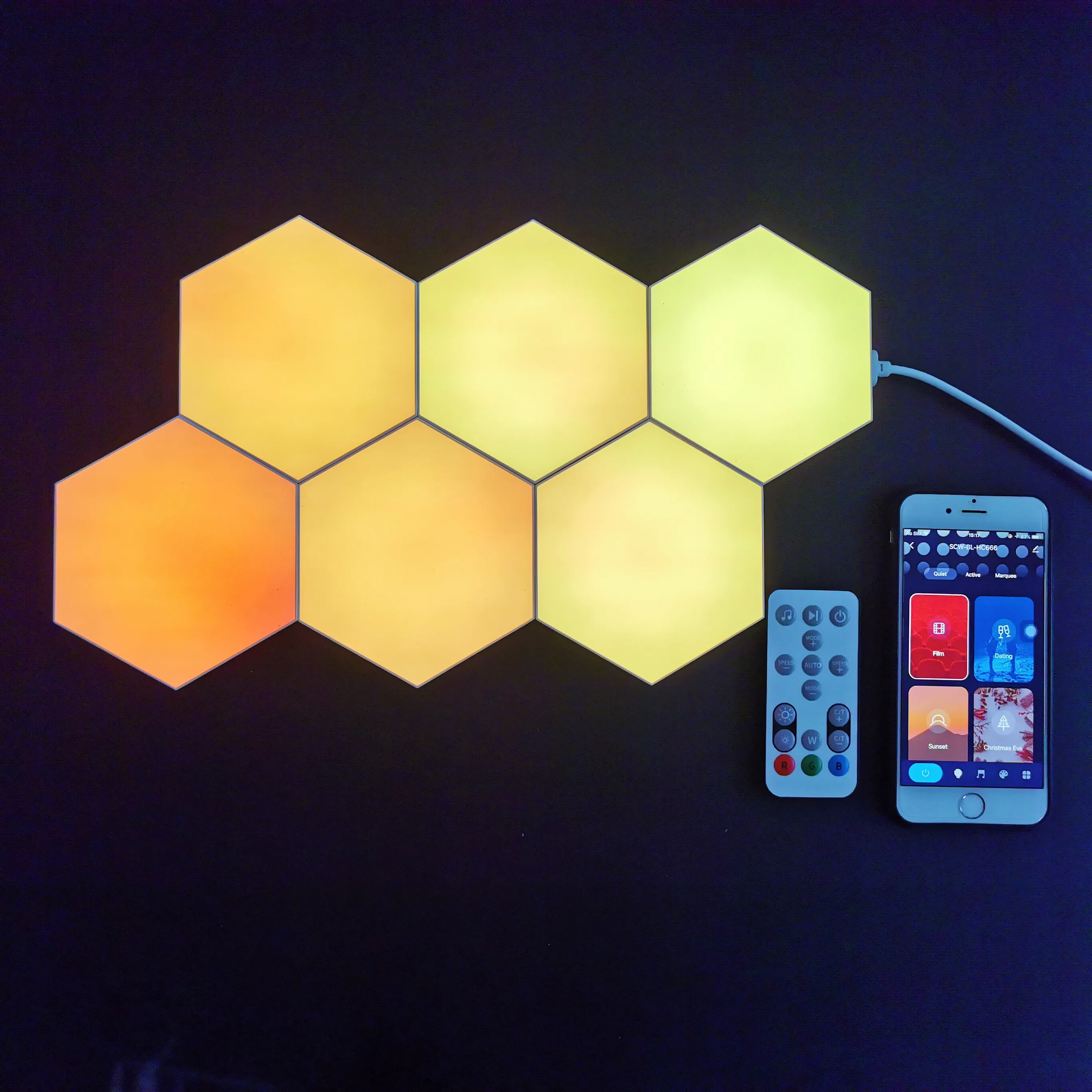 RGB Quantum Light Smart Hexagon Lights Led Hexagonal Modular Lighting ...
