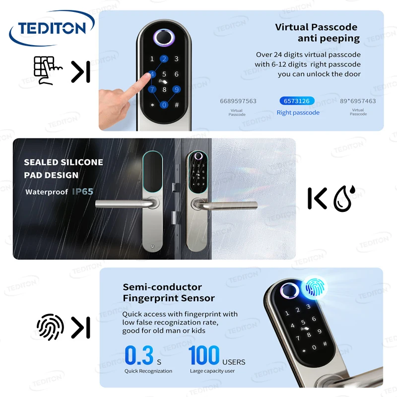 Tediton Safe Fireproof Waterproof 304 Stainless Steel Ttlock