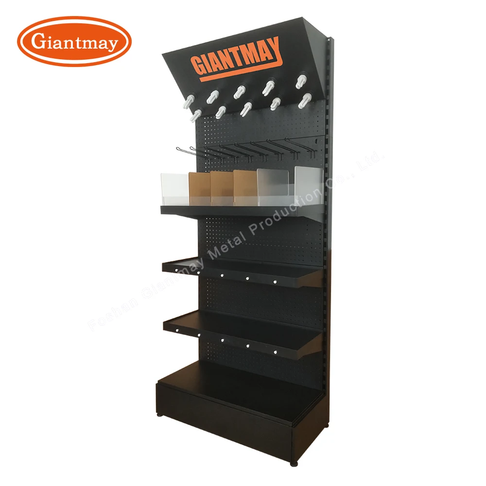 Metal Pegboard Led Lamps Accessories Exhibition Display Stand Retail ...