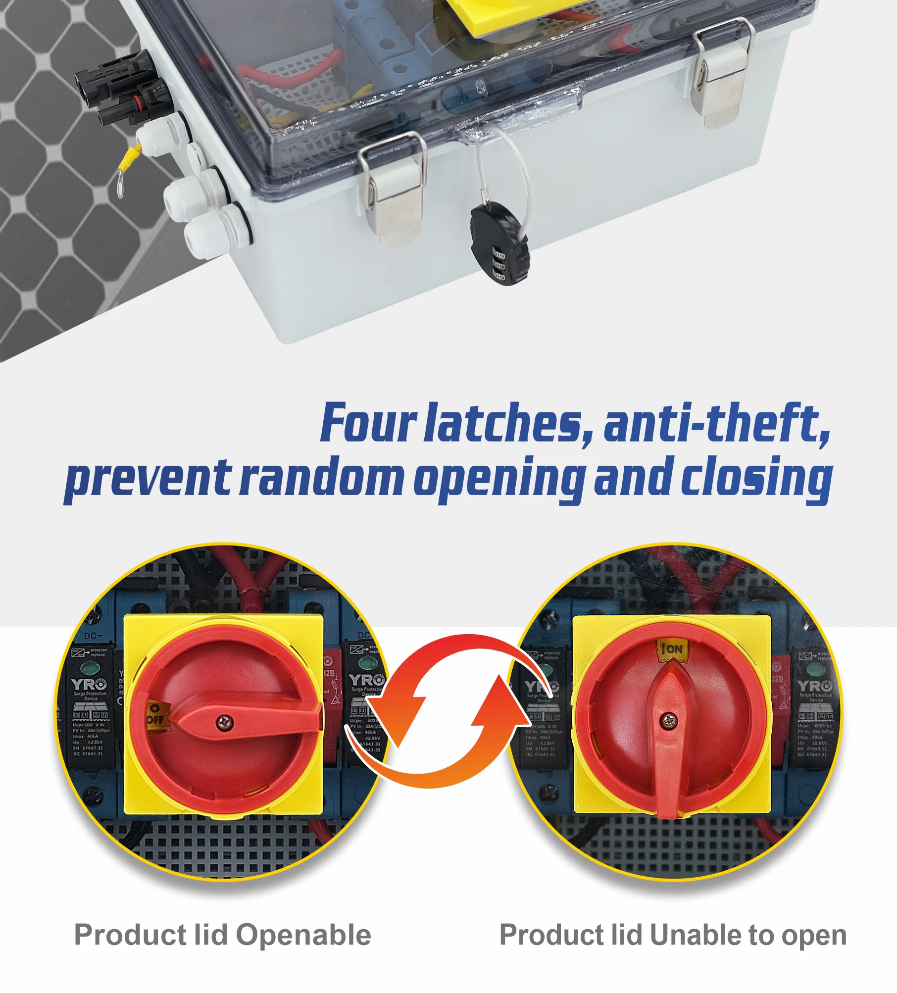 Pv Strings Dc Combiner Box 1000V for Solar Panel with DC Isolator ...