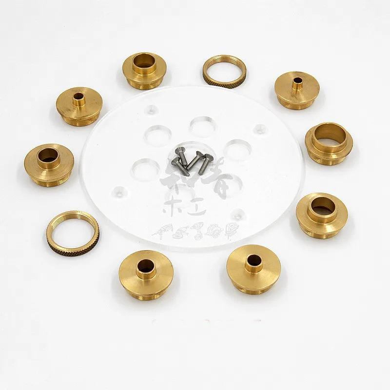 10pcs Brass Router Plate Guide Bushings + Round Base Bottom Plate For ...