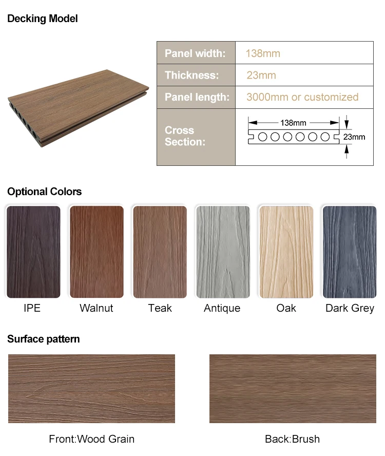 Durable Outdoor Flooring - 23mm Thick Wood Grain Decking