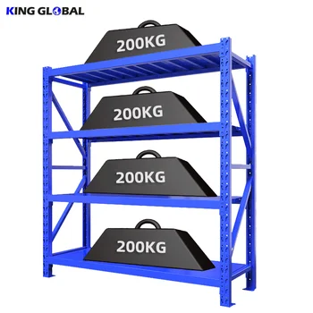 200kg/layer Adjustable Sheving 4 Layers Boltless Metal Steel Racking ...