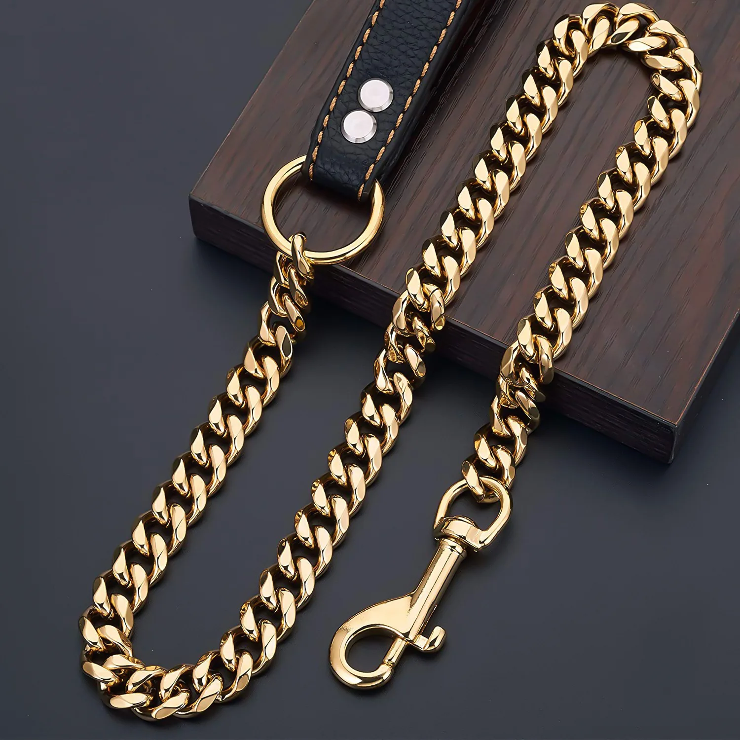 Luxury Gold Correas Para Perros Hip Hop Leads Dog 15 Mm Chains Cuban ...