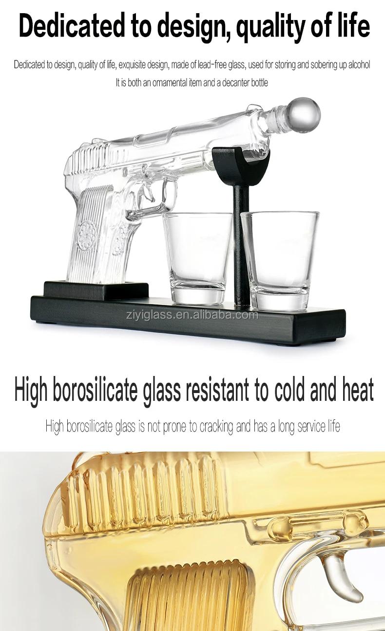 New Style High Borosilicate Glass Decanter Set Custom Gun Glass ...