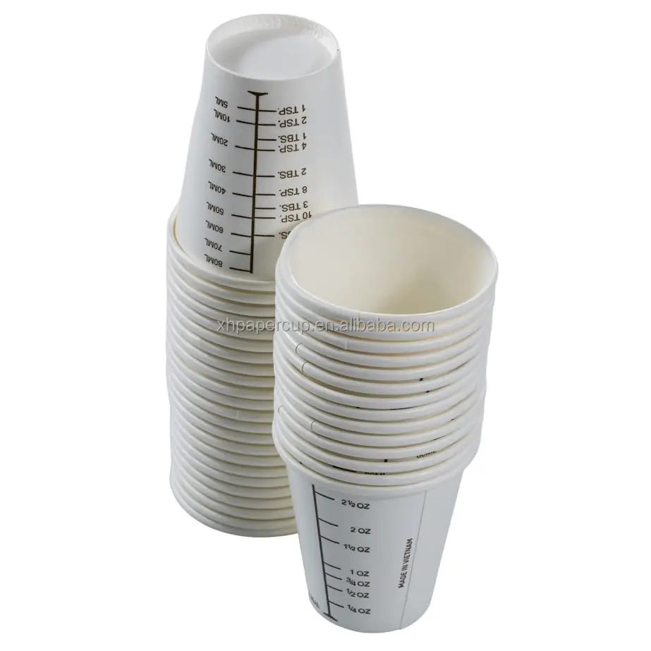 3 oz Disposable PE Coated Paper Cups Clear Graduated Measurements for ...