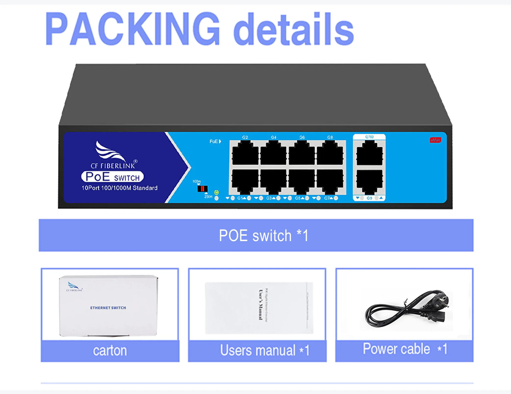 10-port Management Switch 2+8 X GbE 4 X 10Gb SFP+ Port PoE Intelligent ...