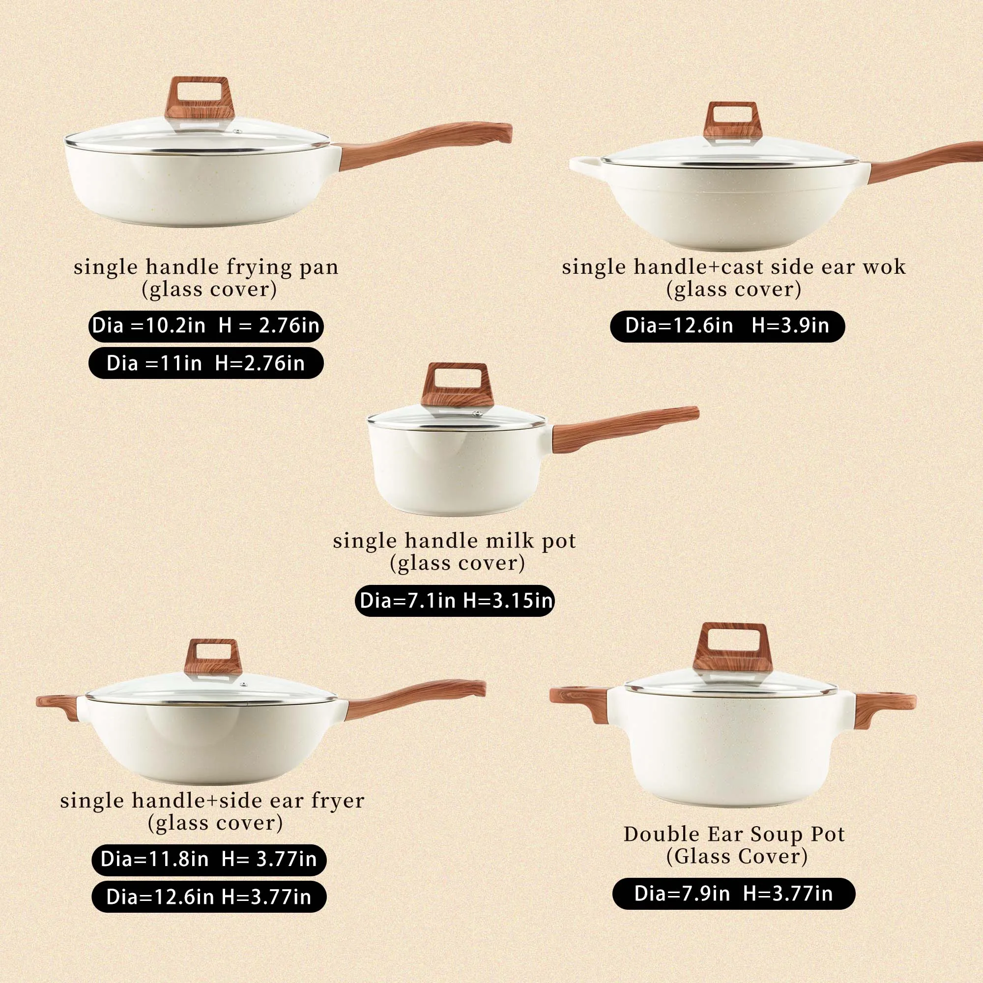 Aluminium Die Casting Non Stick Cookware Set Pots And Pans Non-stick ...