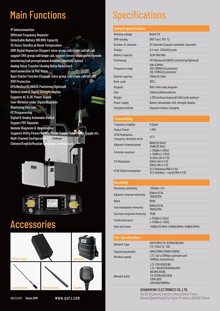 Digital Repeater Outdoor Trunking Backpack - Quansheng BP9